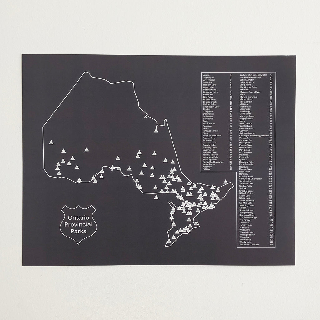 Ontario Provincial Parks Map Prints - Unframed – Butterpot Designs