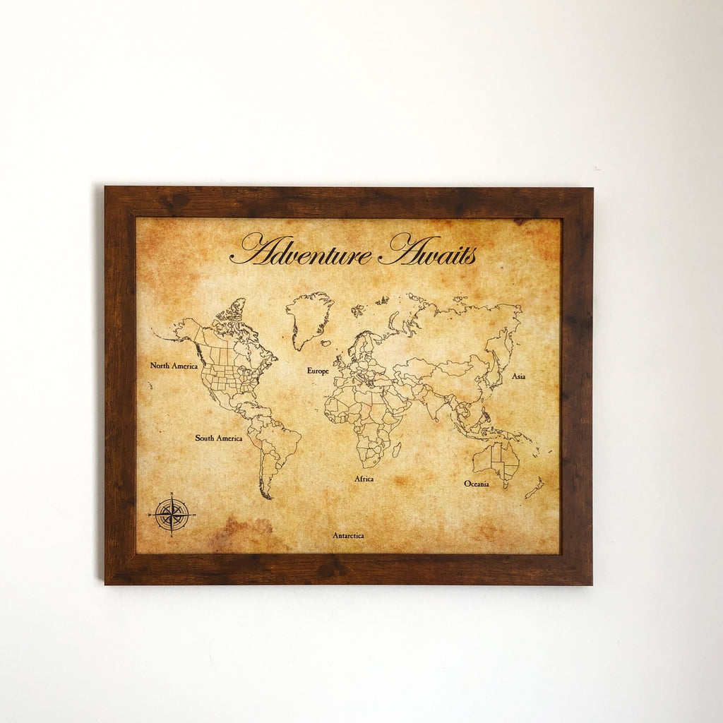 Bespoke Antique Style World Push Pin Travel Map – Butterpot Designs